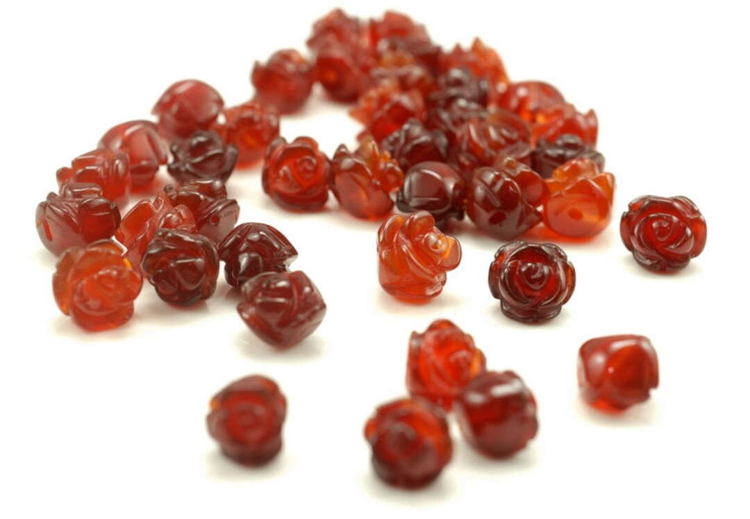 10MM Red Agate Gemstone Carved Rose Flower Beads BULK LOT 5,10,20,30,50 ...