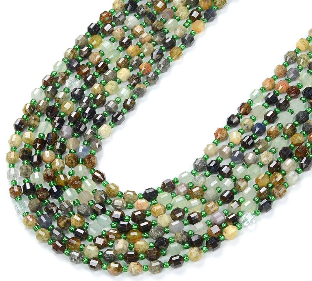 6MM Natural Green Garnet Gemstone Grade A Faceted Prism Double Point ...