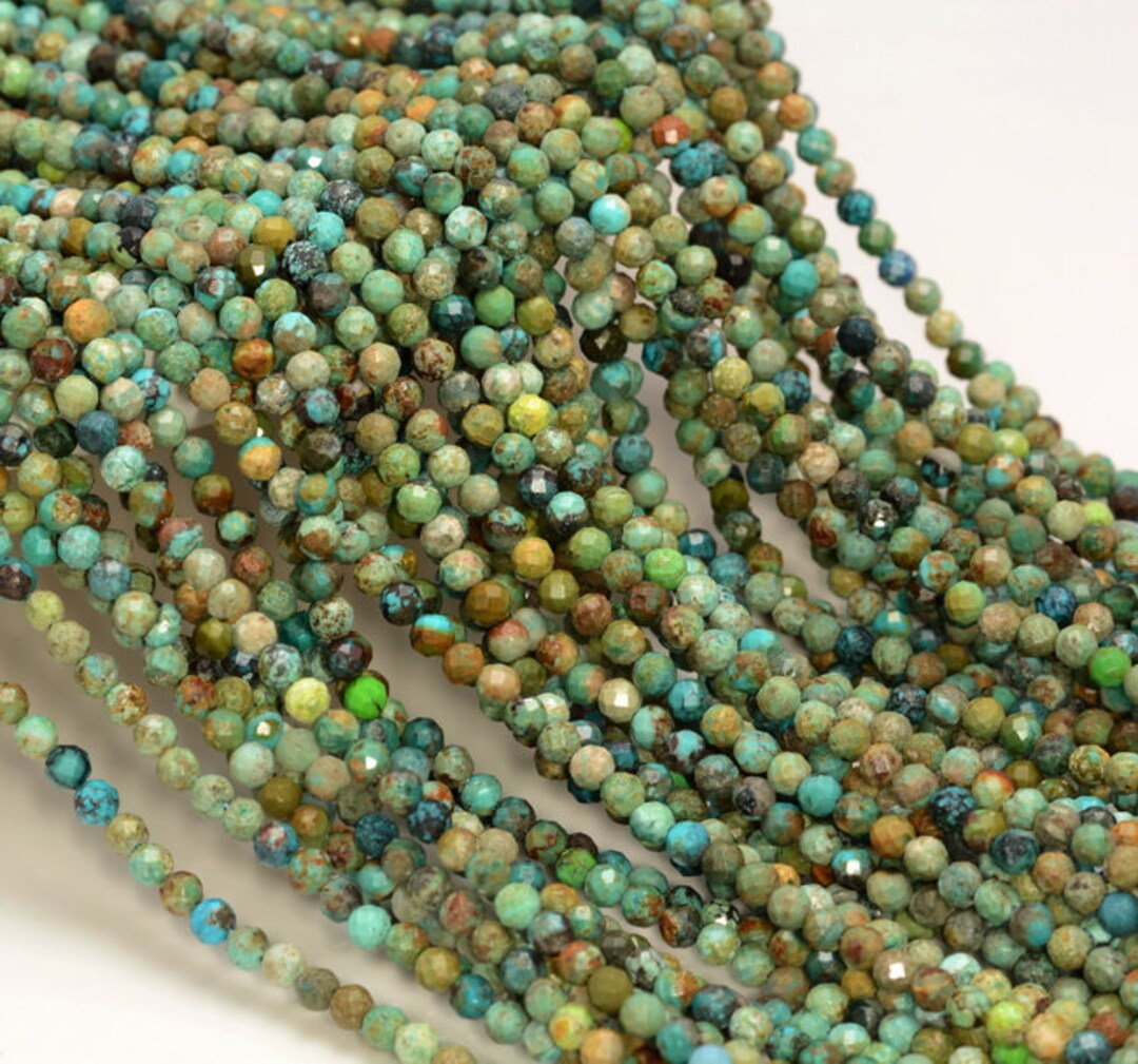 3MM Genuine Turquoise Gemstone Grade A Micro Faceted Round Beads 15.5 ...