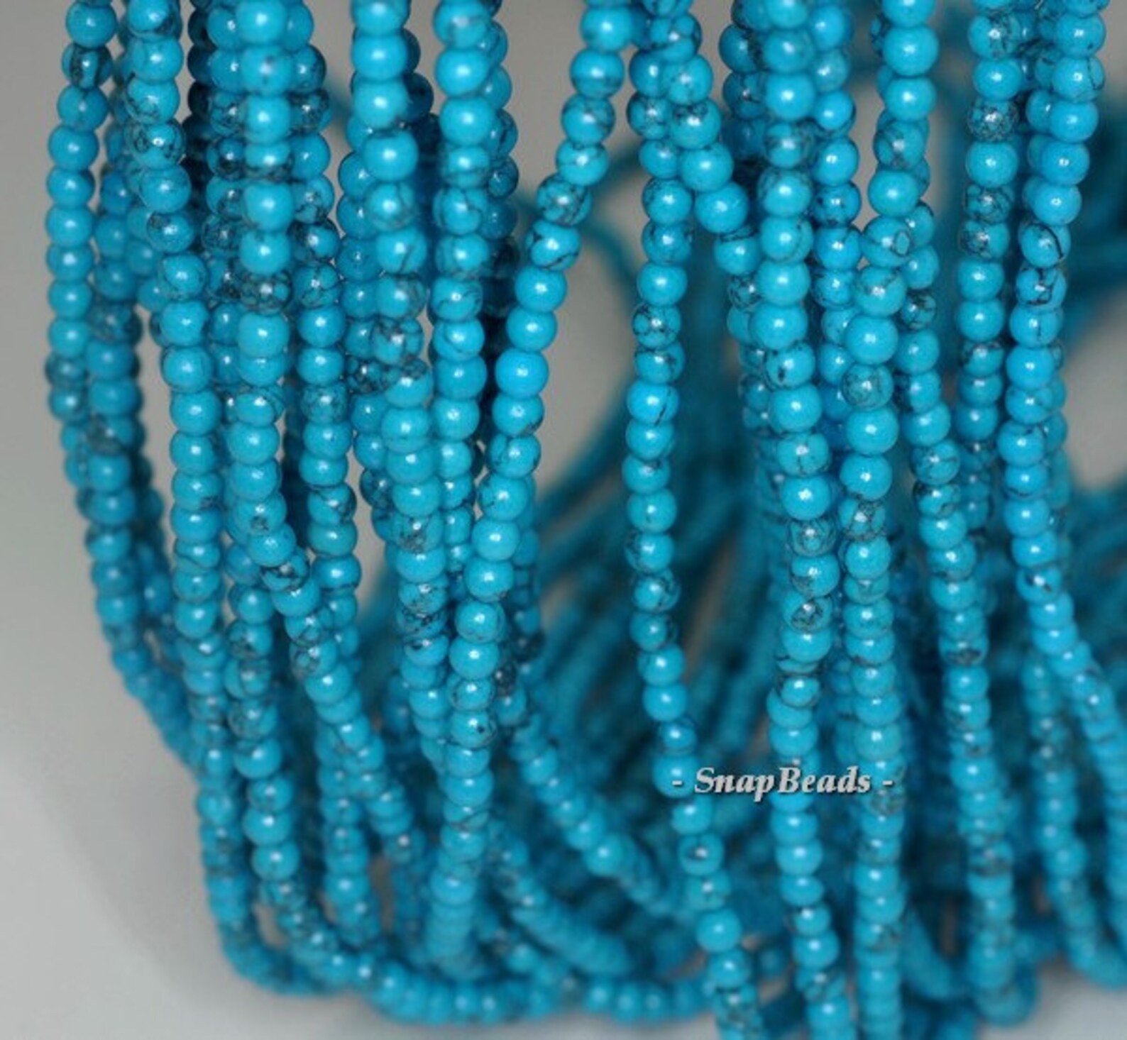 3mm Turquoise Gemstone Blue Turquoise Round 3mm Loose Beads 15.5 Inch ...