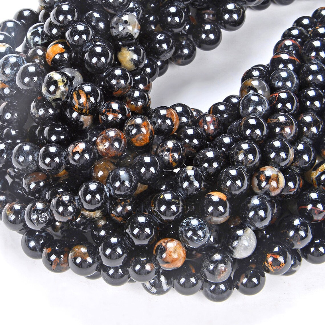 6MM Natural Black Tourmaline Gemstone Iron Matrix in Quartz Grade AAA ...