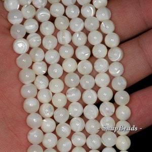 5mm Shell Gemstone Grade AA White Cream Round 5mm Loose Beads 15.5 Inch ...