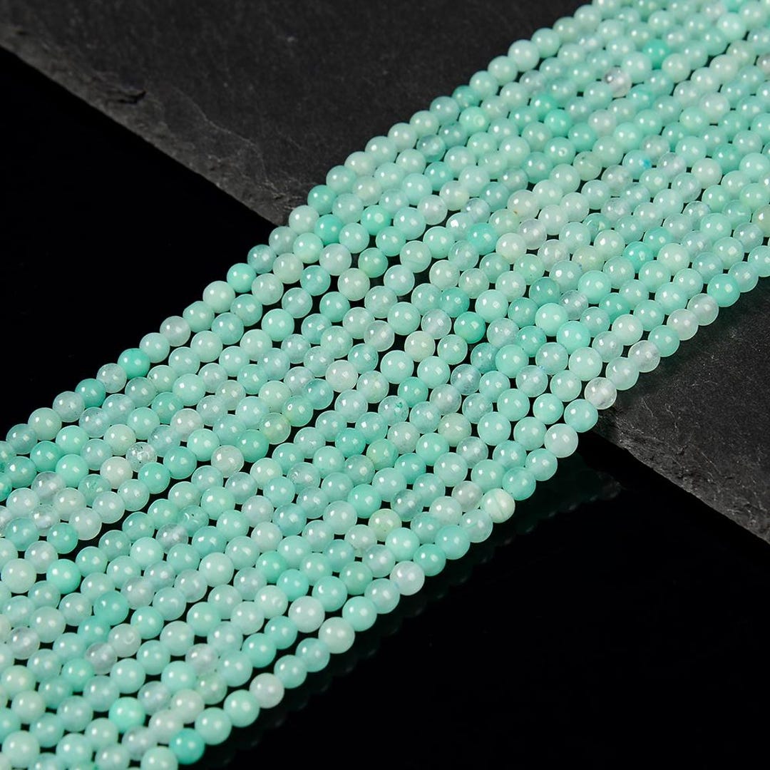 Jade Gemstone Amazonite Green Color Round 4MM Beads 14.5 Inch Full ...