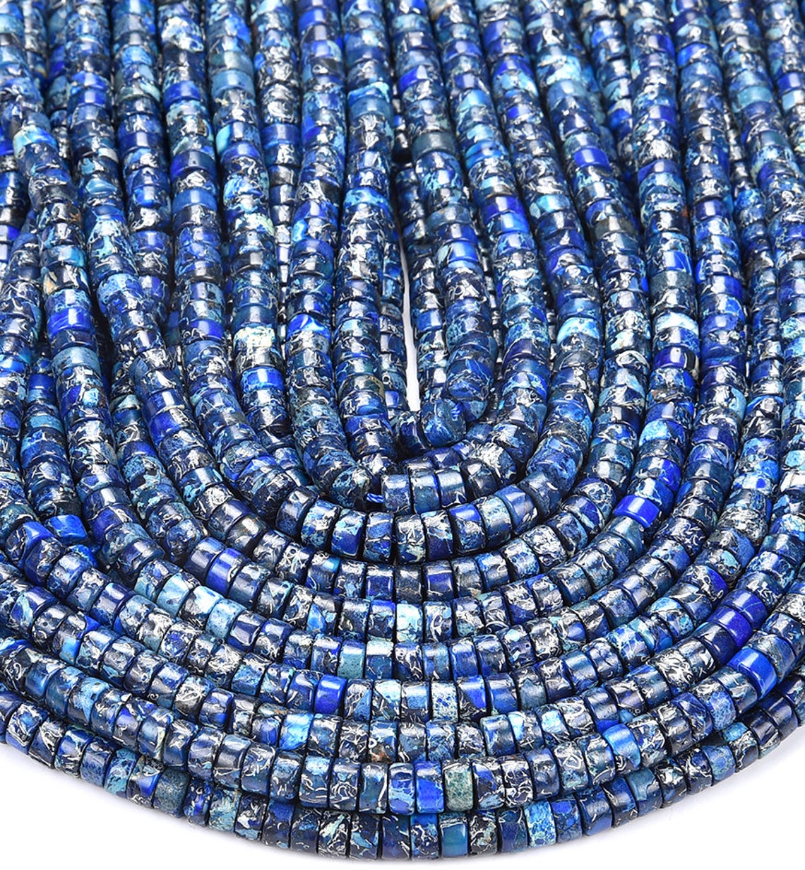 Lapis Blue Silver Inclusion Sea Sediment Imperial Jasper Gemstone Grade ...