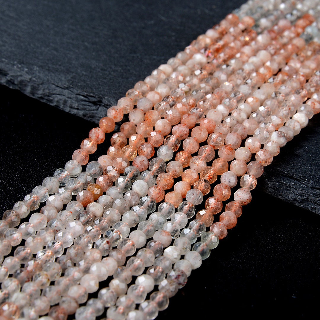4MM Natural Sunstone Gemstone Arusha Sunstone Grade AAA Micro Faceted ...