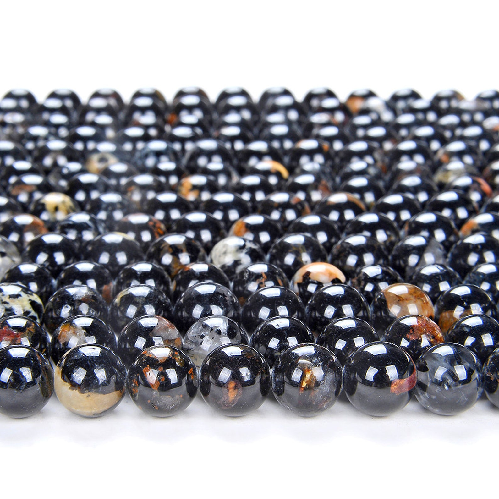 6MM Natural Black Tourmaline Gemstone Iron Matrix in Quartz Grade AAA ...