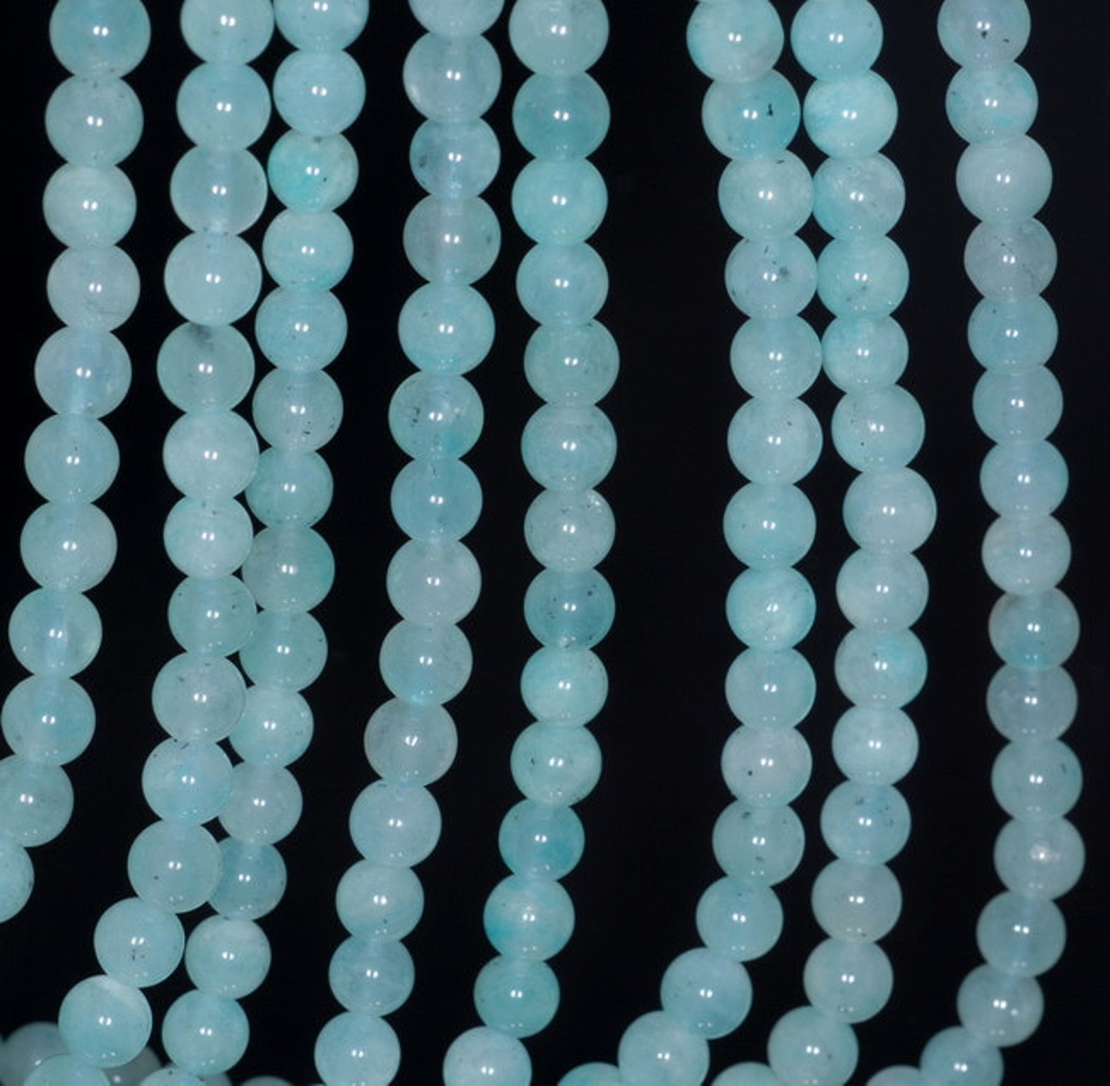 5-6mm Aqua Amazonite Gemstone Light Aqua Blue Grade AA Round Loose ...