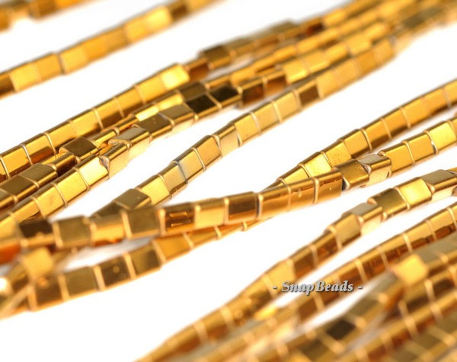 3x3mm Gold Hematite Gemstone Triangle Tube 3x3mm Loose Beads 16 Inch ...