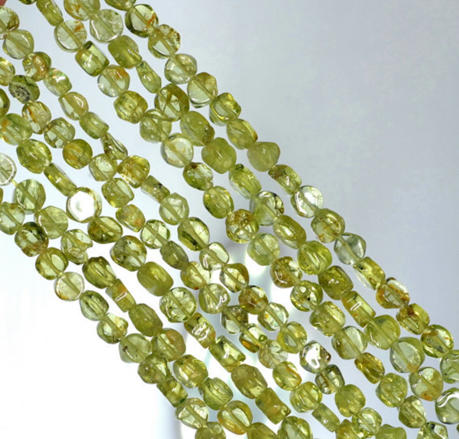 4mm Peridot Gemstone Grade A Green Flat Round Nugget Loose Beads 14 ...