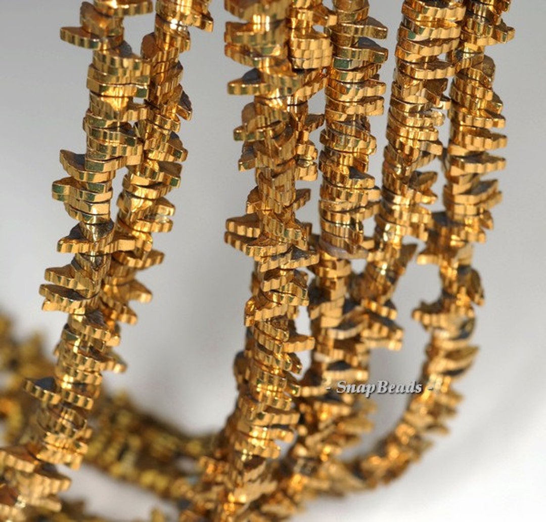 6x1mm Gold Hematite Gemstone Leaf Slice 6x1mm Loose Beads 16 Inch Full ...