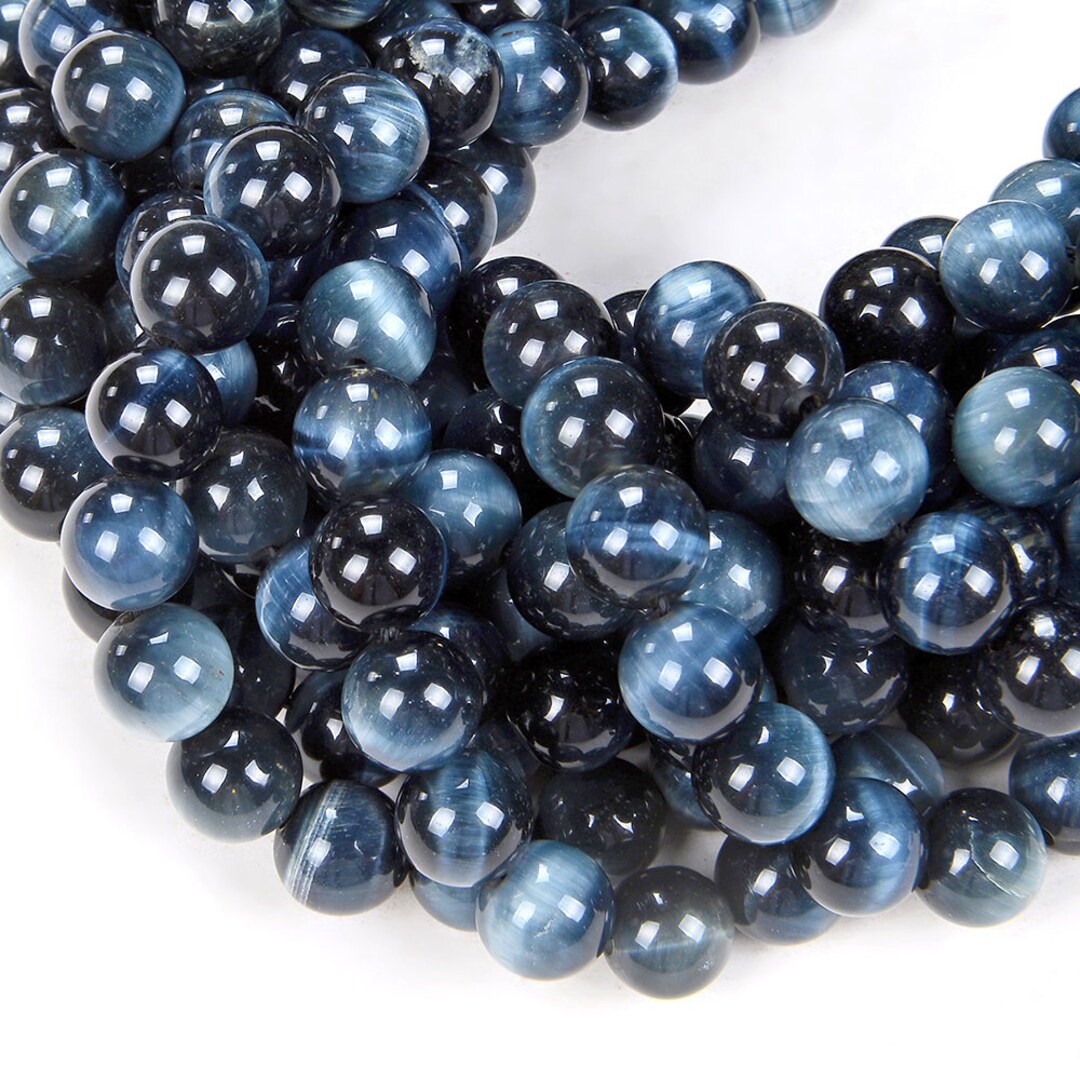 6mm Natural Blue Tiger Eye Hawk Eye Gemstone Grade AAA Round Loose ...