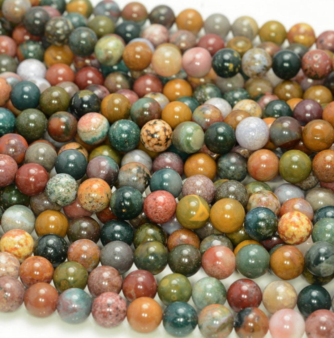 6mm Green Ocean Jasper Gemstone Pink Rare Round 6mm Loose Beads 15.5 ...