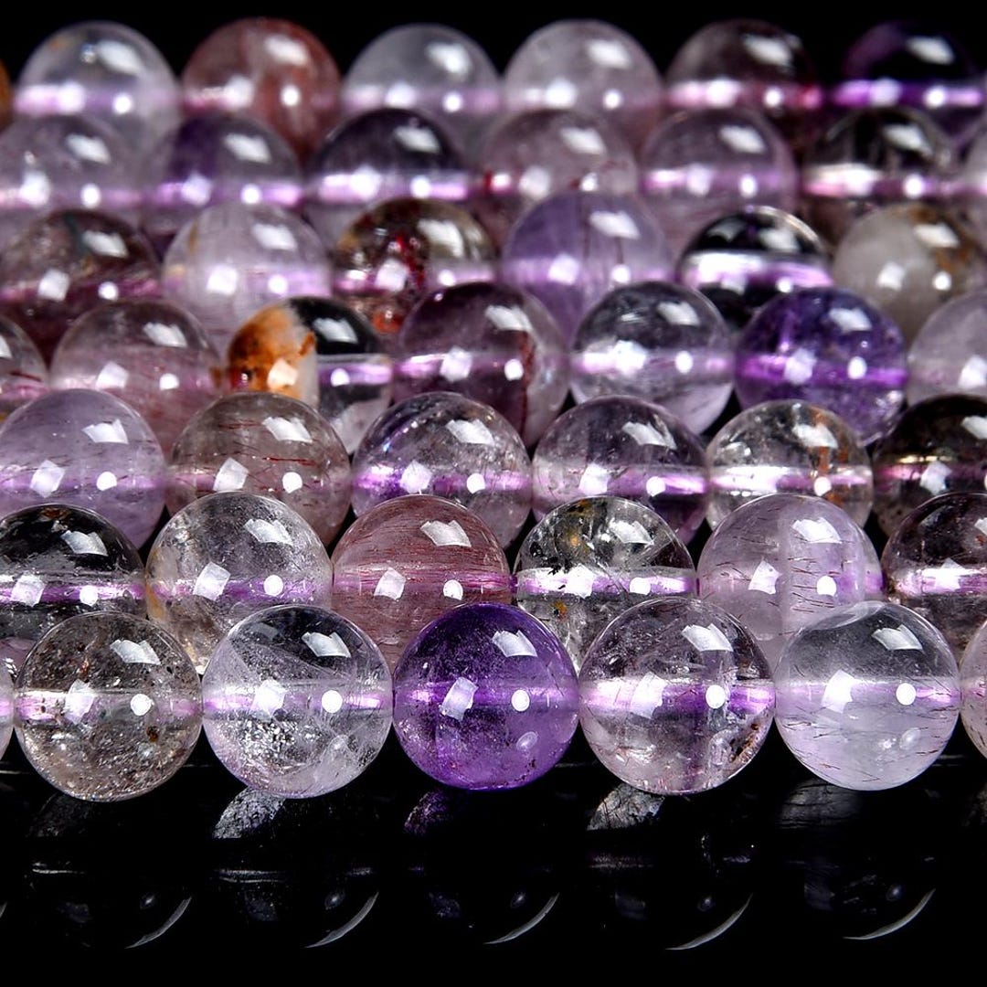 Natural Super Seven Quartz Gemstone Grade A Round 4MM 5MM 6MM Loose ...