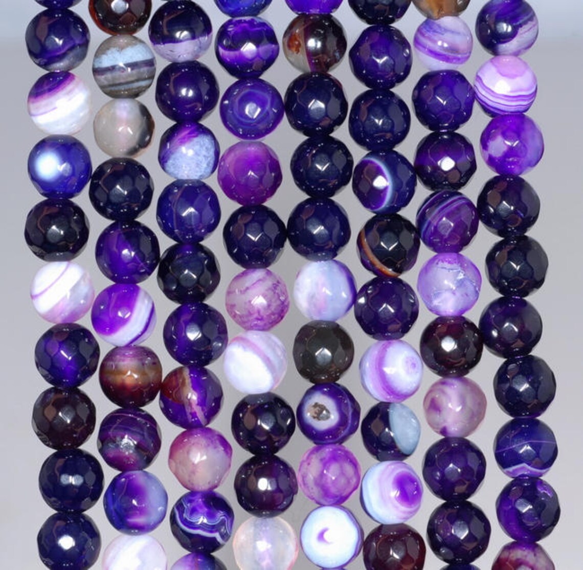 6mm Royal Purple Agate Gemstone Purple Swirl Faceted Round 6mm - Etsy