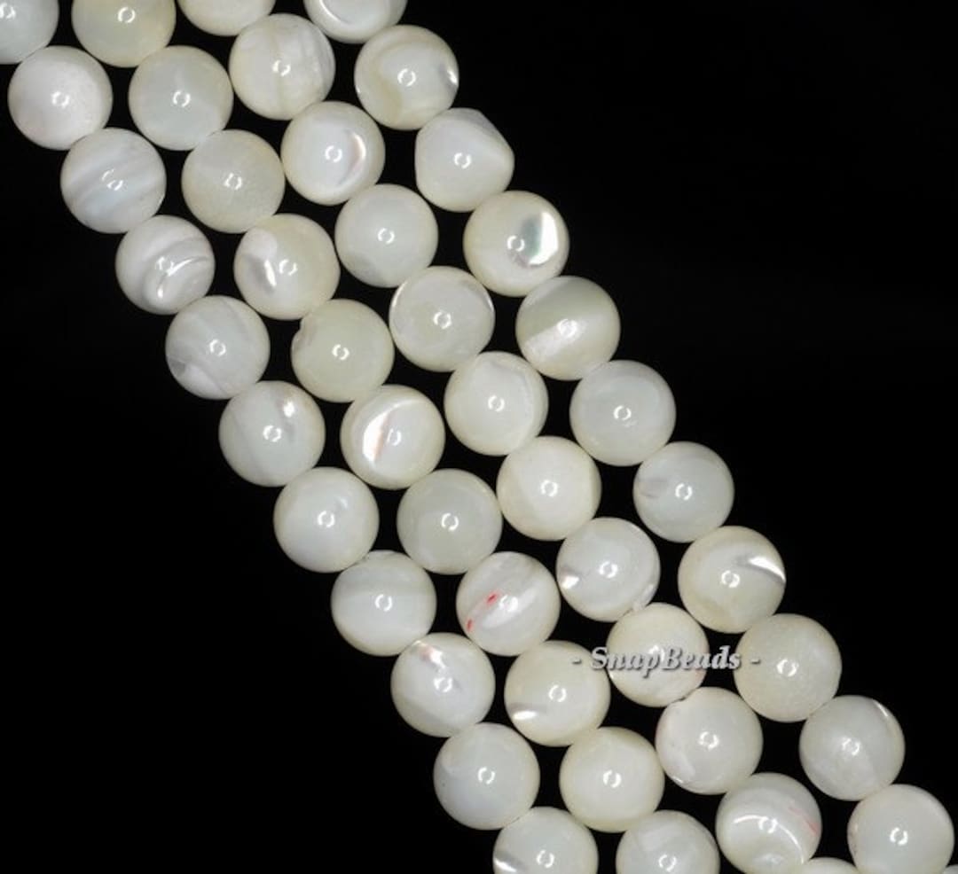 5mm Shell Gemstone Grade AA White Cream Round 5mm Loose Beads 15.5 Inch ...