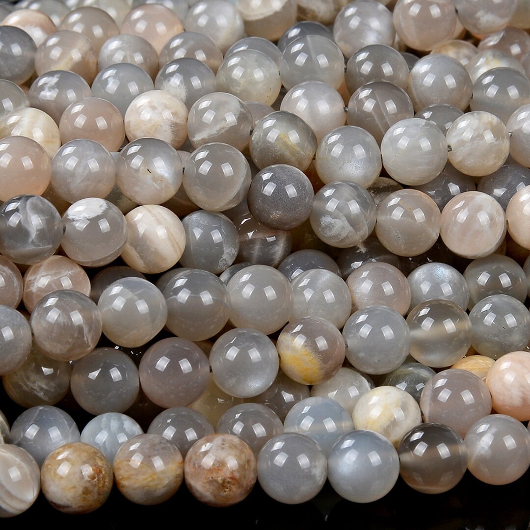 Natural Gray Sunstone Gemstone Grade A Round 5MM 6MM Loose Beads (D392 ...