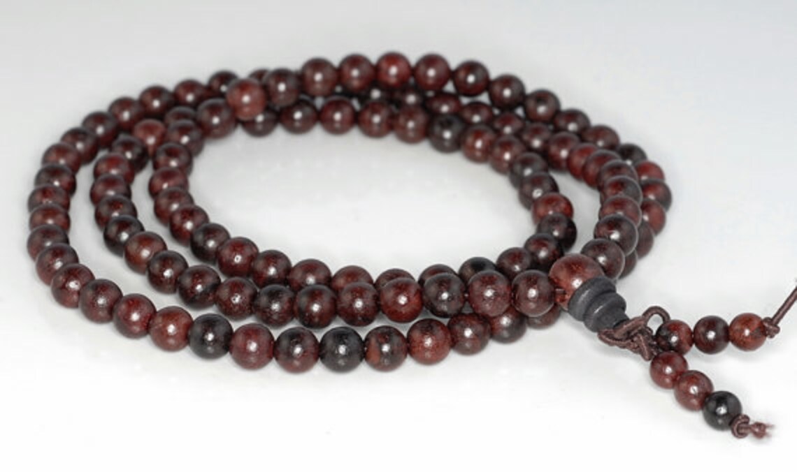 6mm 108PCS Red Rosewood Prayer Buddha Japa Mala Meditation Beads Round ...