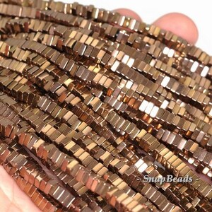 4x2mm Bronze Hematite Gemstone Heishi Square Slice 4x2mm Loose Beads 15 ...