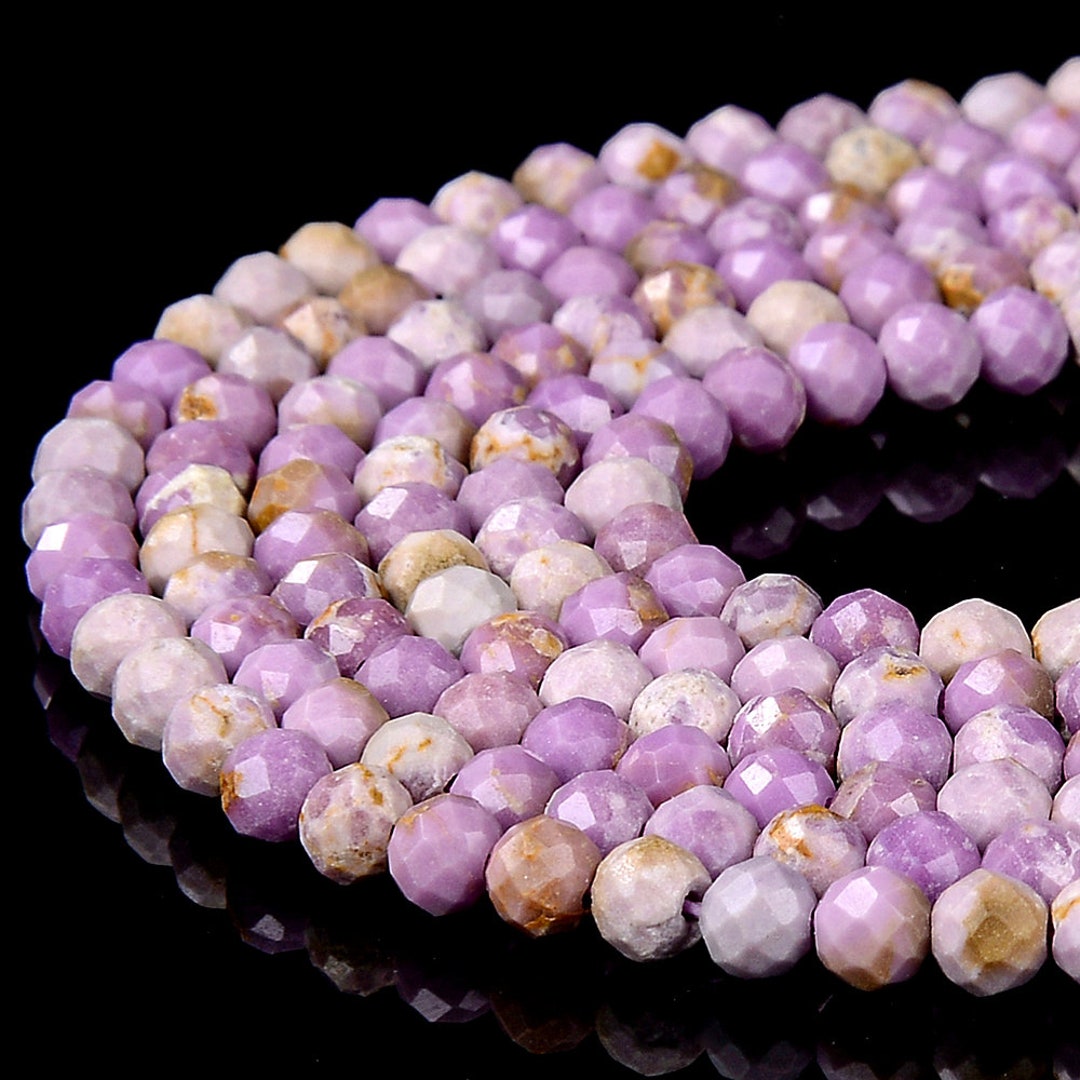 Natural Phosphosiderite Gemstone Grade A 4MM Micro Faceted Round Loose Beads 15 Inch Full Strand ...