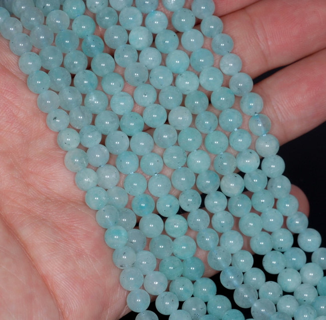 5-6mm Aqua Amazonite Gemstone Light Aqua Blue Grade AA Round Loose ...