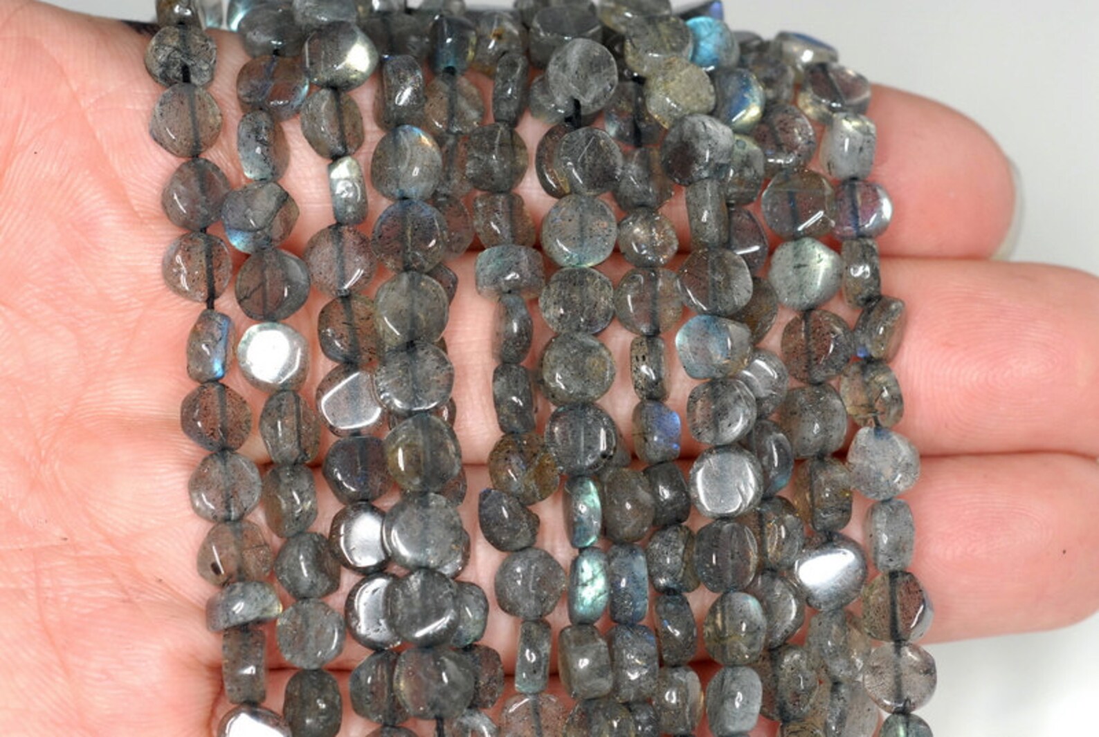 5x5-7x7mm Grey Labradorite Gemstone Flat Round Nugget Loose - Etsy