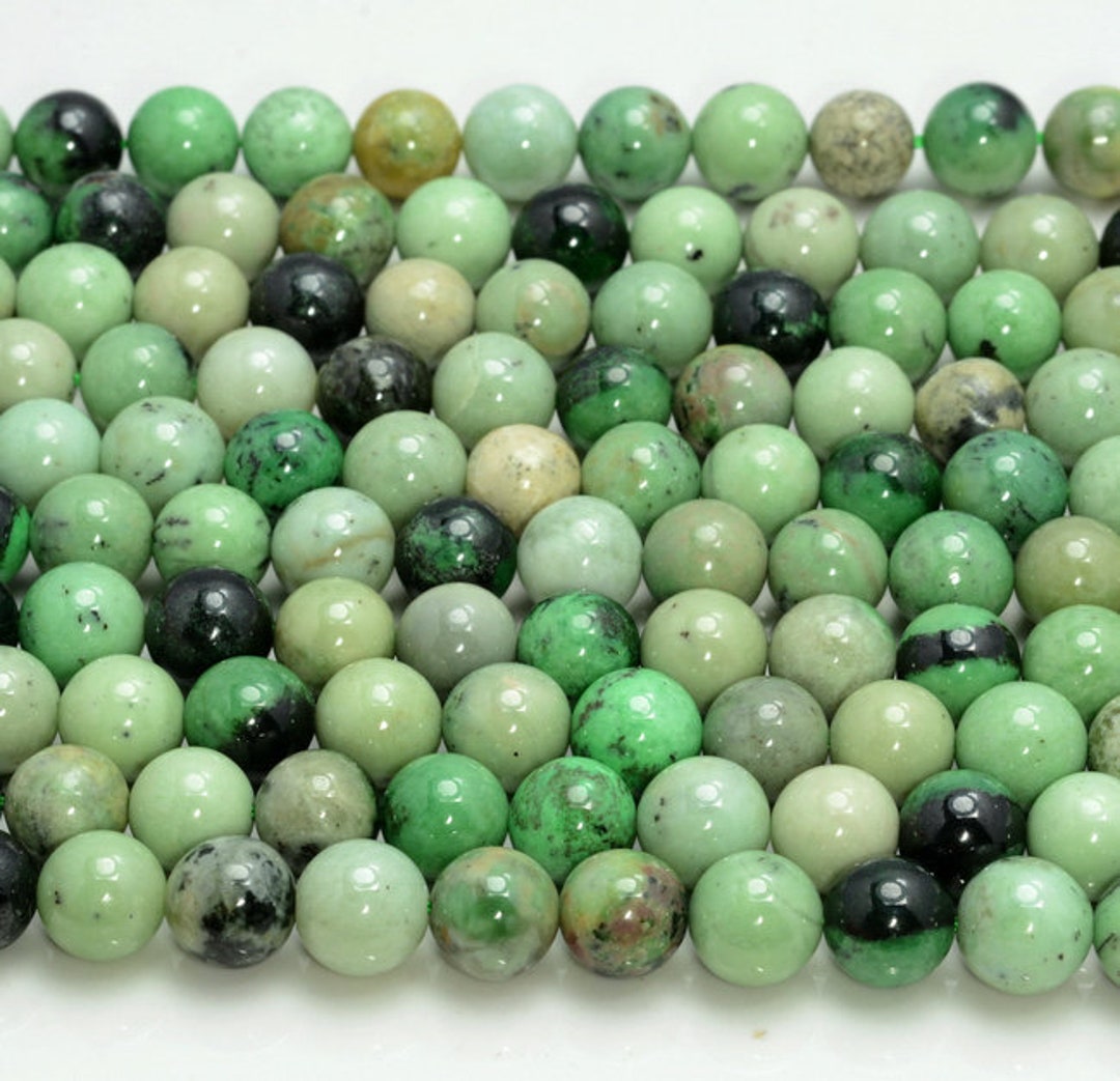 6MM Hydrogrossular Garnet Gemstone Green Round Loose Beads 15.5 Inch ...