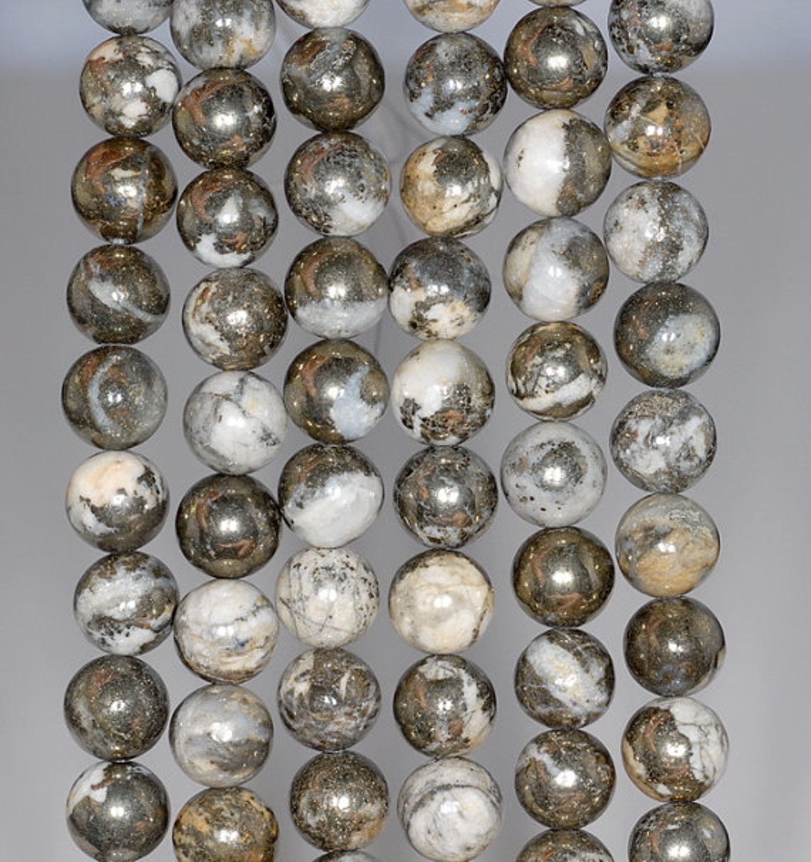 6mm Iron Pyrite Intrusion Gemstone Black White Round 6mm Loose Beads 15 ...
