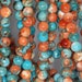 4mm Matrix Turquoise Gemstone Orange Blue Round 4mm Loose Beads 15.5 ...