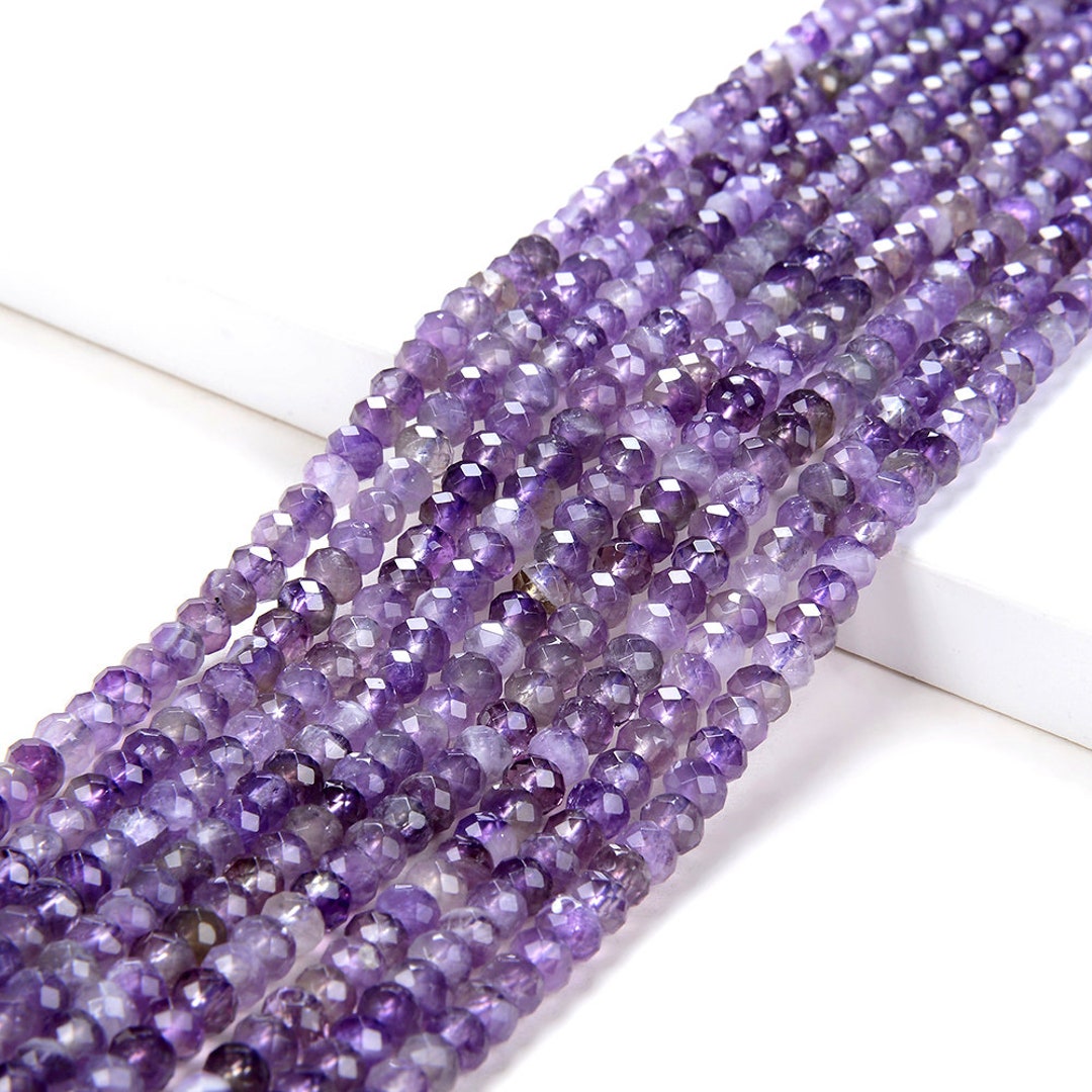 Natural Amethyst Gemstone Grade A 4x3mm 5x3mm Micro Faceted Rondelle ...