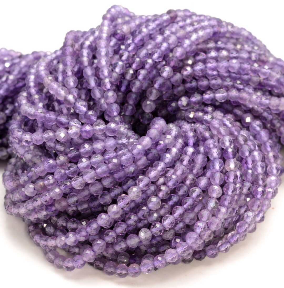 3mm Royal Amethyst Gemstone Grade AA Light Purple Micro Faceted Round ...