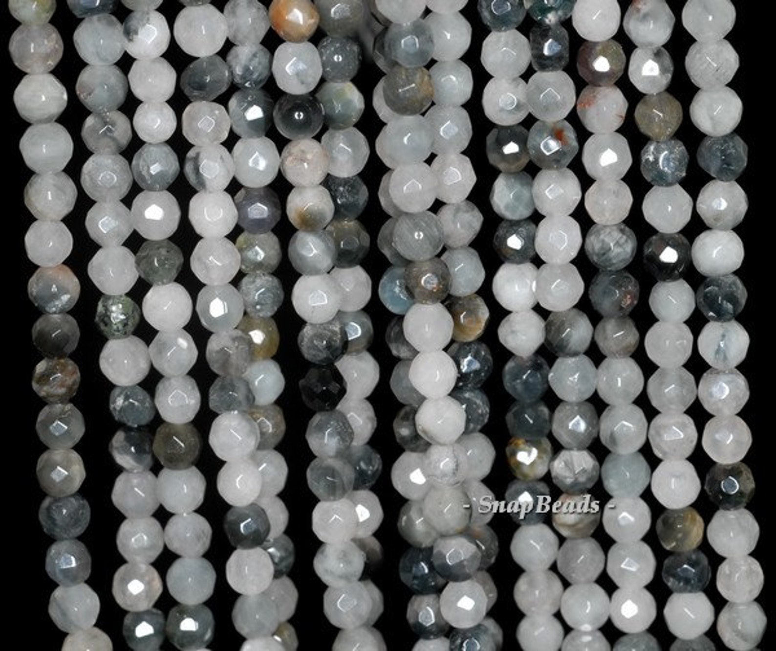 4mm Acicular Rutile Quartz Gemstone Faceted Round 4mm Loose Beads 7.5 ...