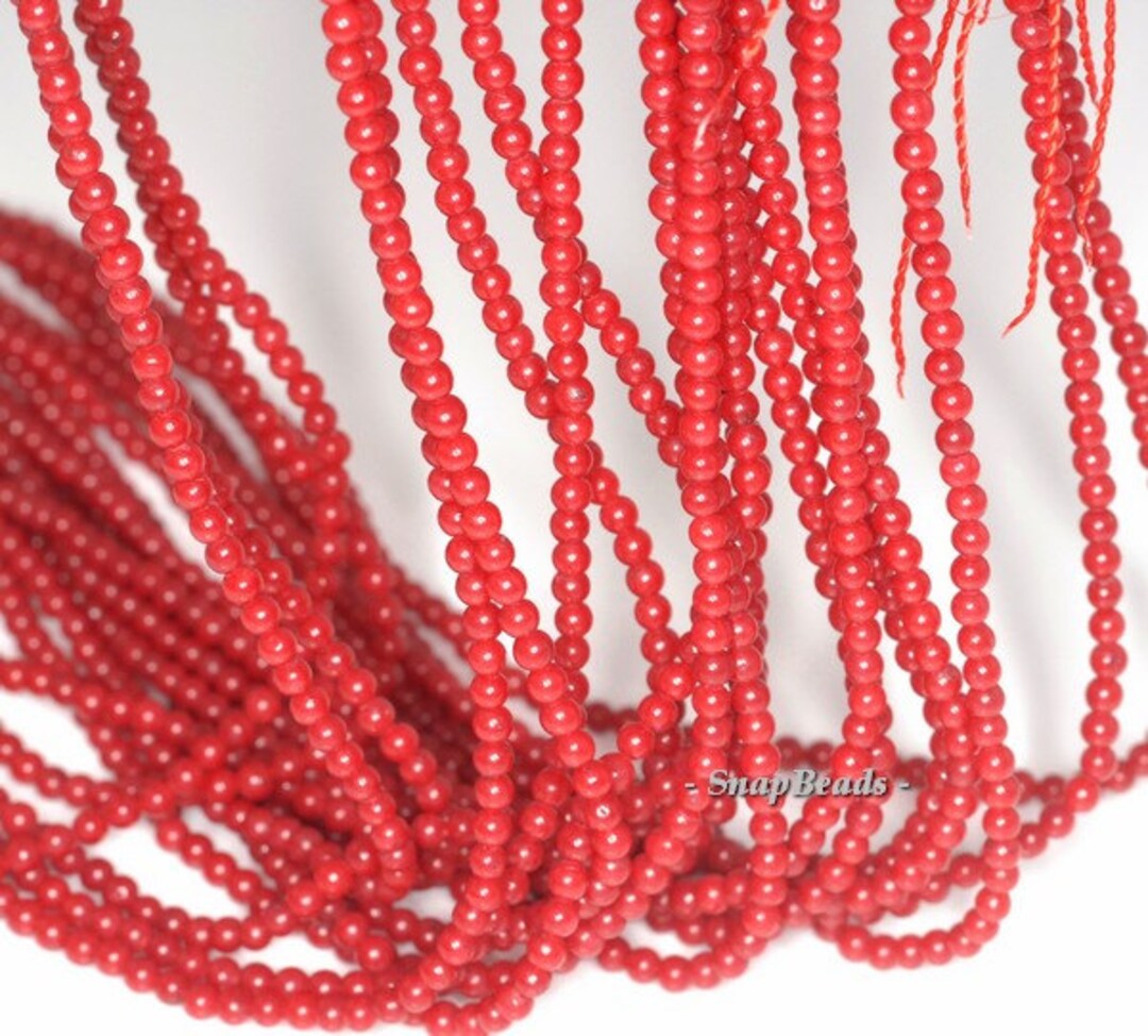 2mm Dozen Roses Red Coral Gemstone Round 2mm Loose Beads 16 Inch Full ...