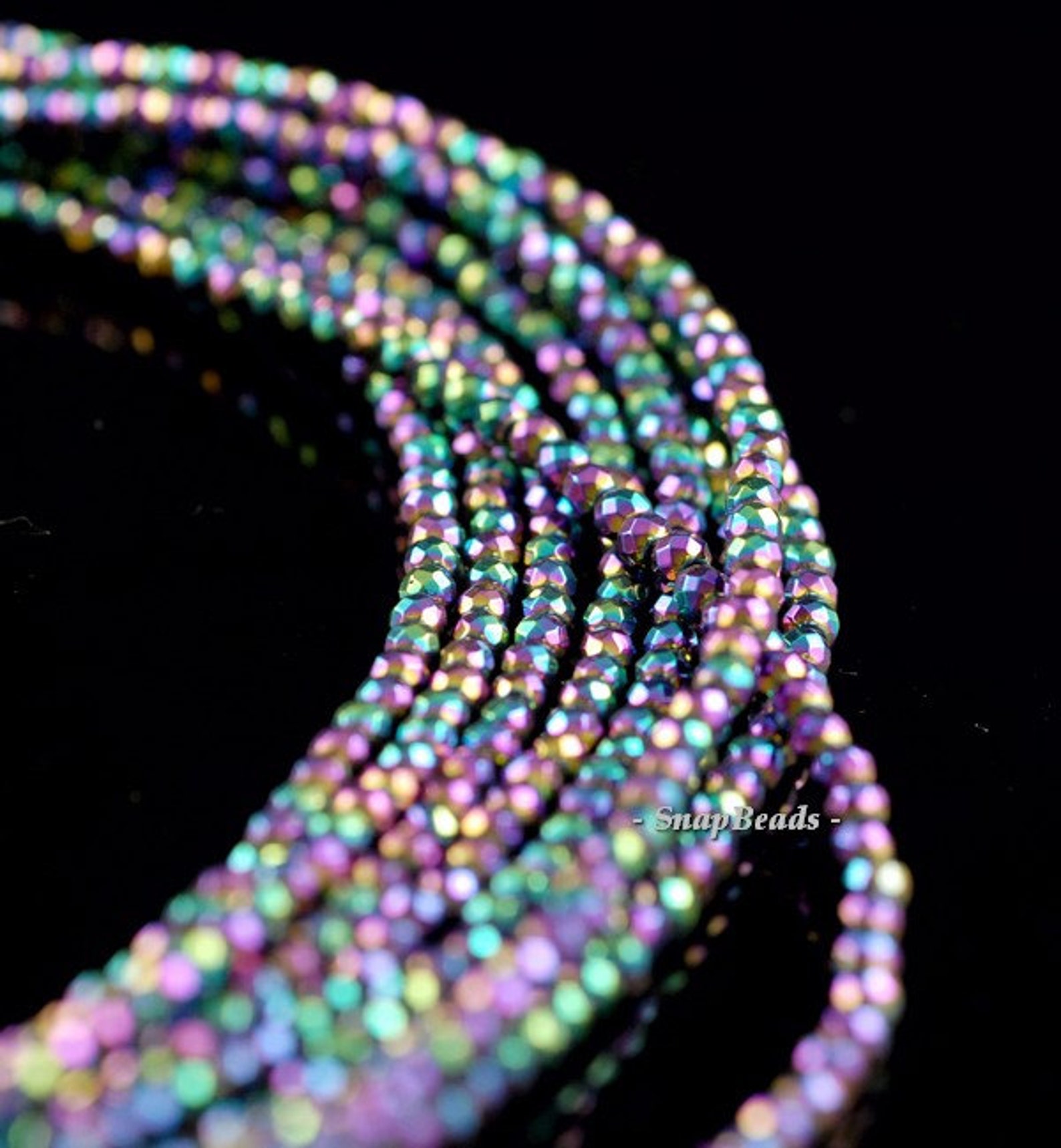 2mm Titanium Rainbow Hematite Gemstone Rainbow Faceted Round Loose ...