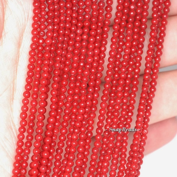 2mm Dozen Roses Red Coral Gemstone Round 2mm Loose Beads 16 Inch Full ...