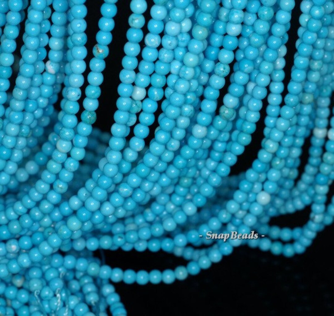3mm Queen Turquoise Gemstone Round 3mm Loose Beads 16 Inch Full Strand ...