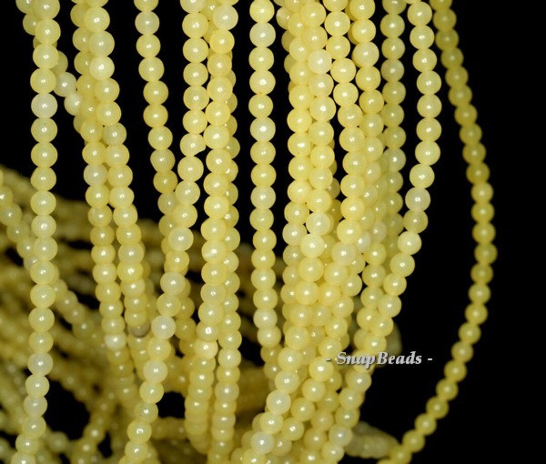 3mm Lemon Jade Gemstone Yellow Round 3mm Loose Beads 16 Inch Full ...