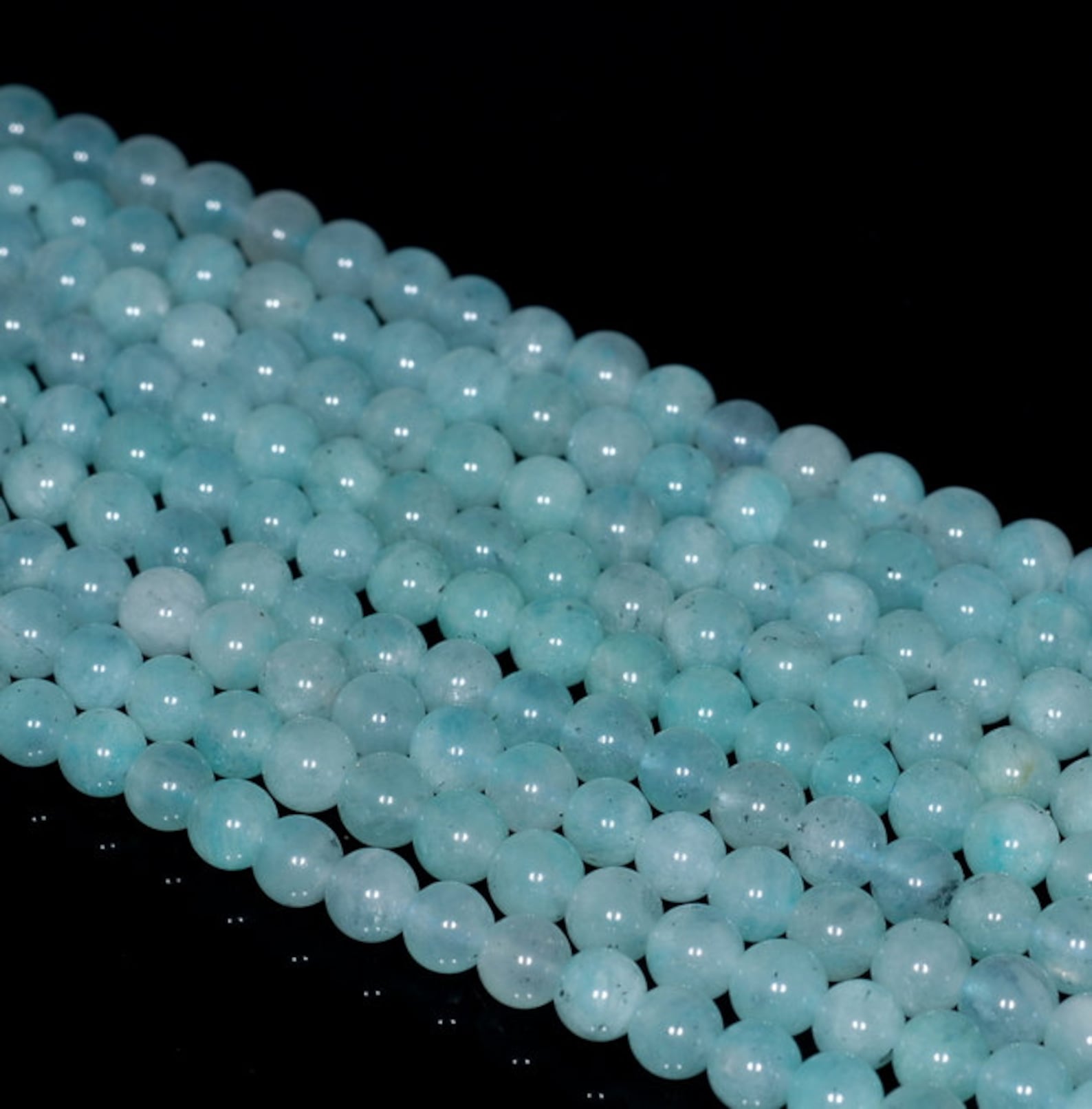 5-6mm Aqua Amazonite Gemstone Light Aqua Blue Grade AA Round Loose ...