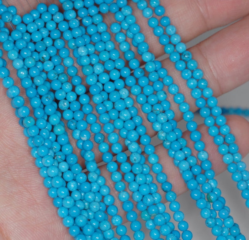 3mm Turquoise Gemstone Blue Round 3mm Loose Beads 15.5 Inch Full Strand ...