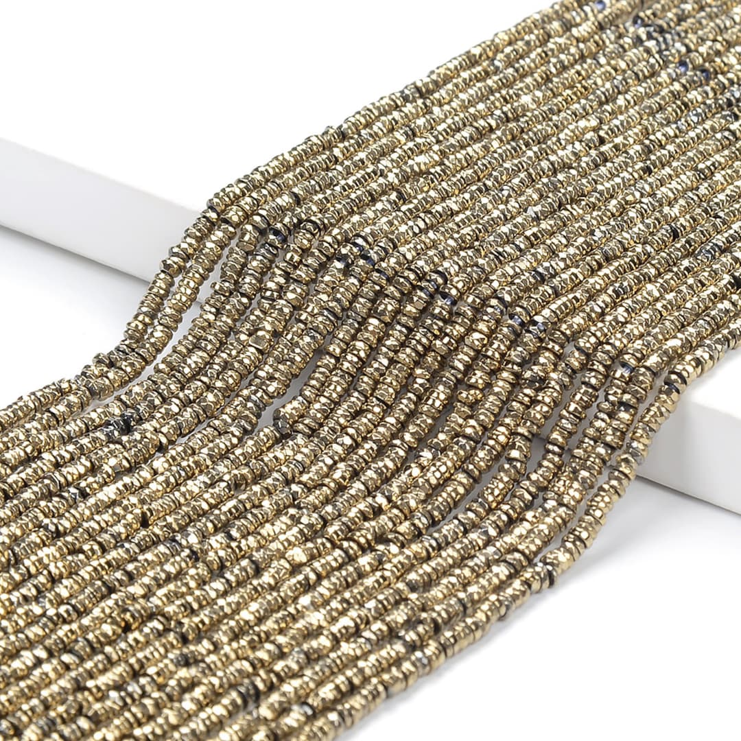 2x1mm Light Gold Hematite Gemstone Faceted Rondelle 2x1mm Loose Beads ...