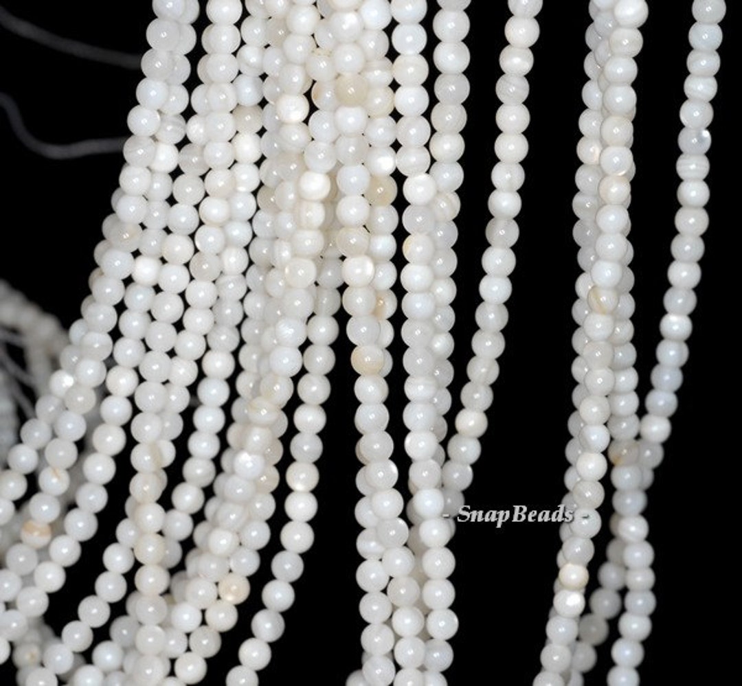 3mm Ivory Pearl Shell Gemstone Grade A Ivory White Round Loose Beads 16 ...