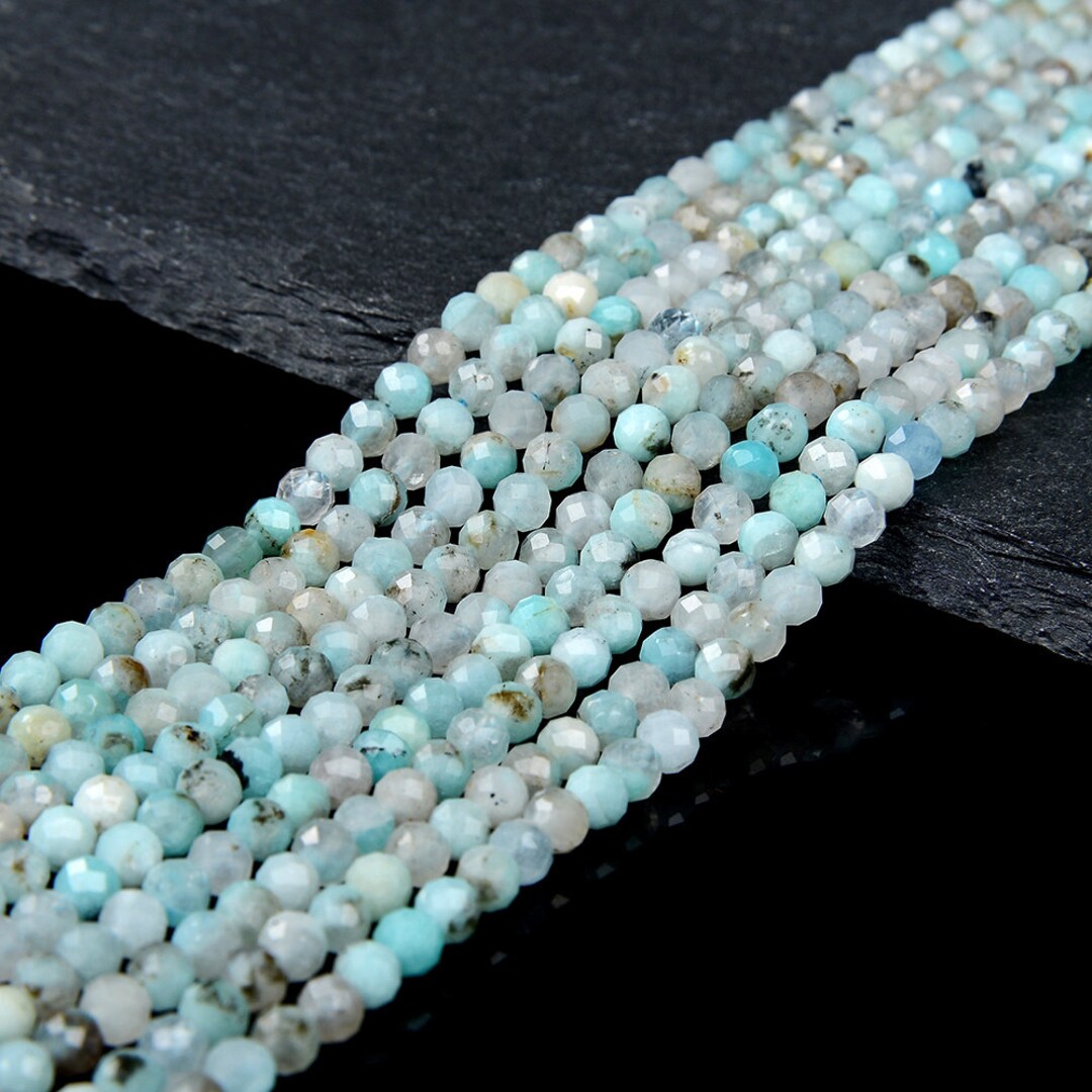 Natural Peruvian Amazonite Gemstone Grade A Micro Faceted Round 2MM 3MM ...