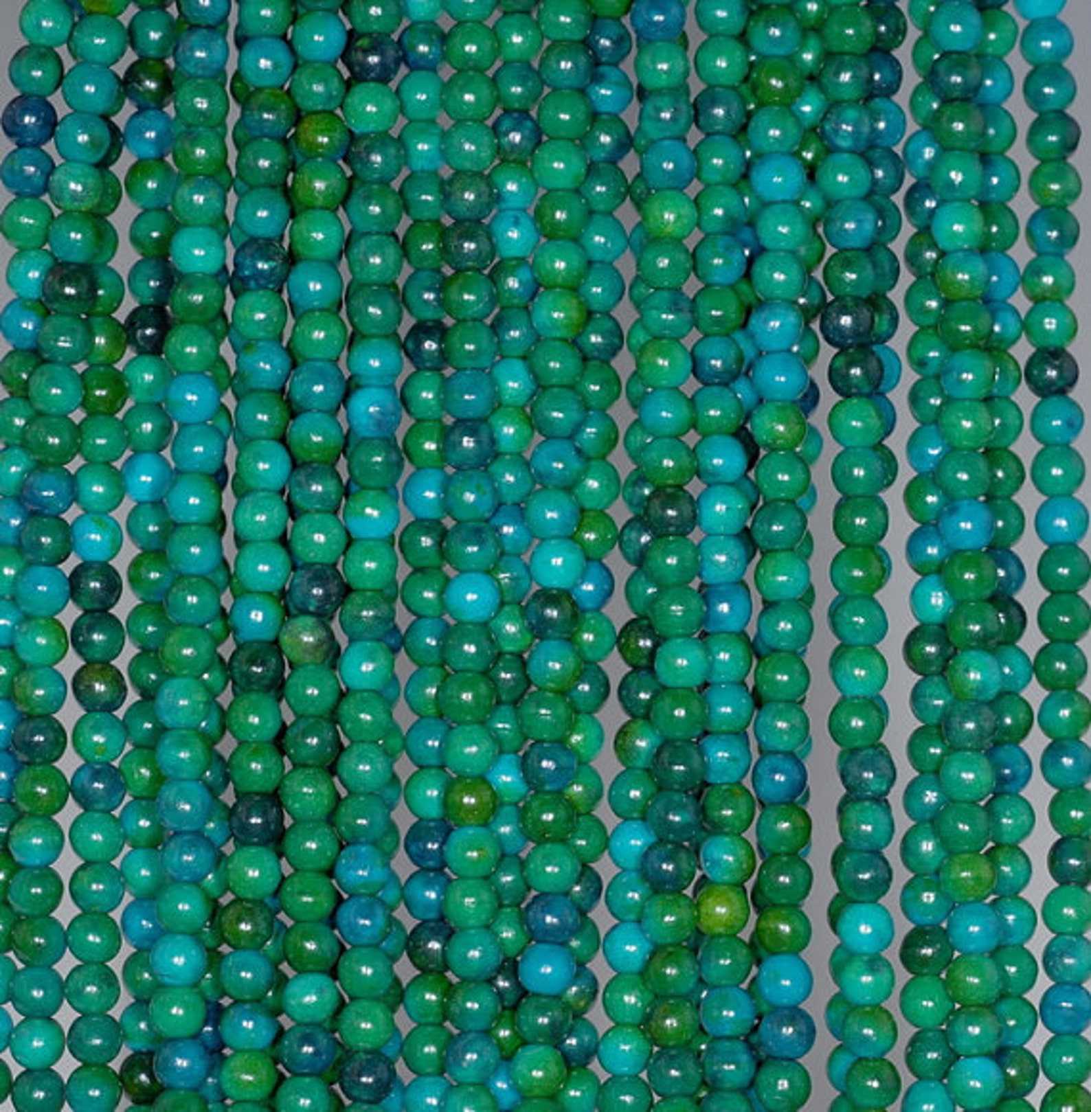 3mm Chrysocolla Gemstone Green Blue Round 3mm Loose Beads 15.5 Inch ...