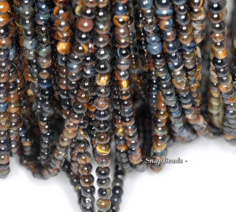 4mm Genuine Blue Tiger Eye Hawk Eye Gemstone Grade AAA Gold - Etsy