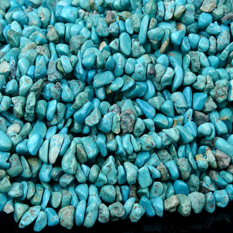 Natural Blue Turquoise Gemstone 5-7MM Pebble Nugget Chip Loose Beads ...