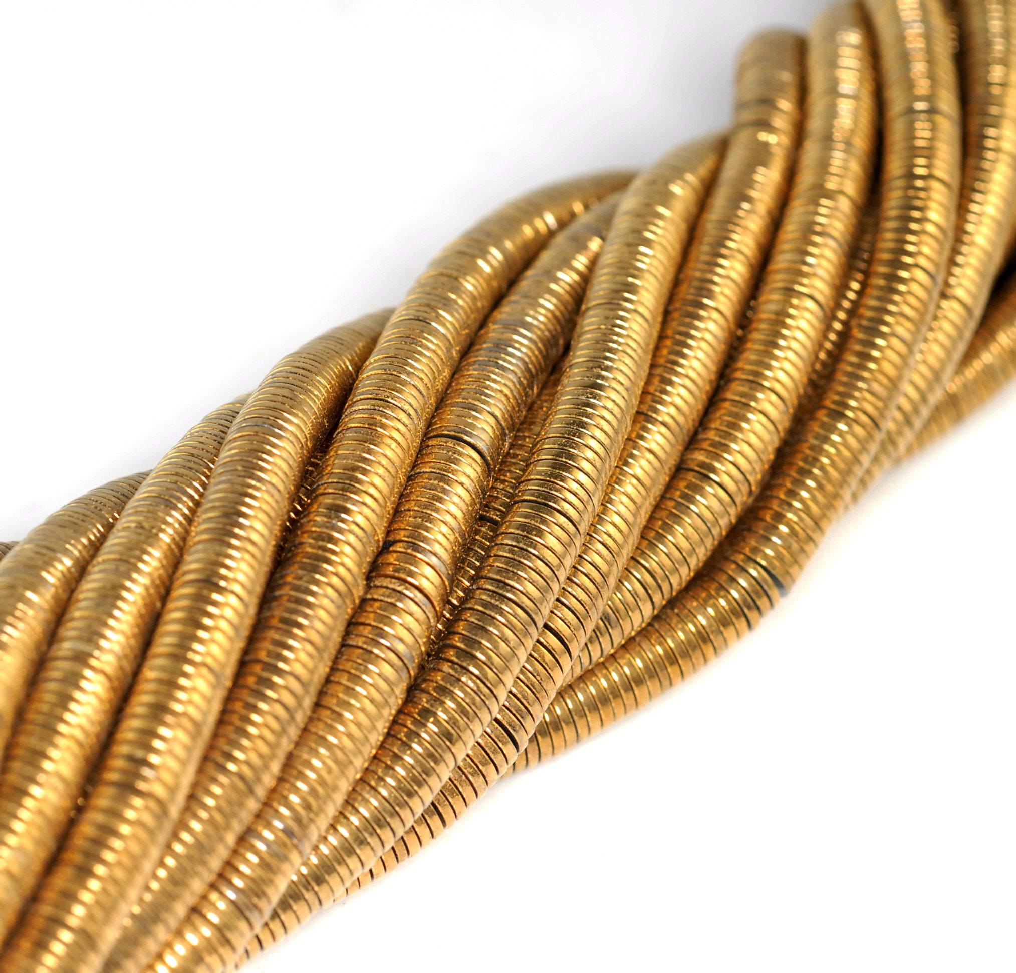6x1mm Gold Hematite Gemstone Slice Heishi Round Disc 6x1mm Loose Beads ...