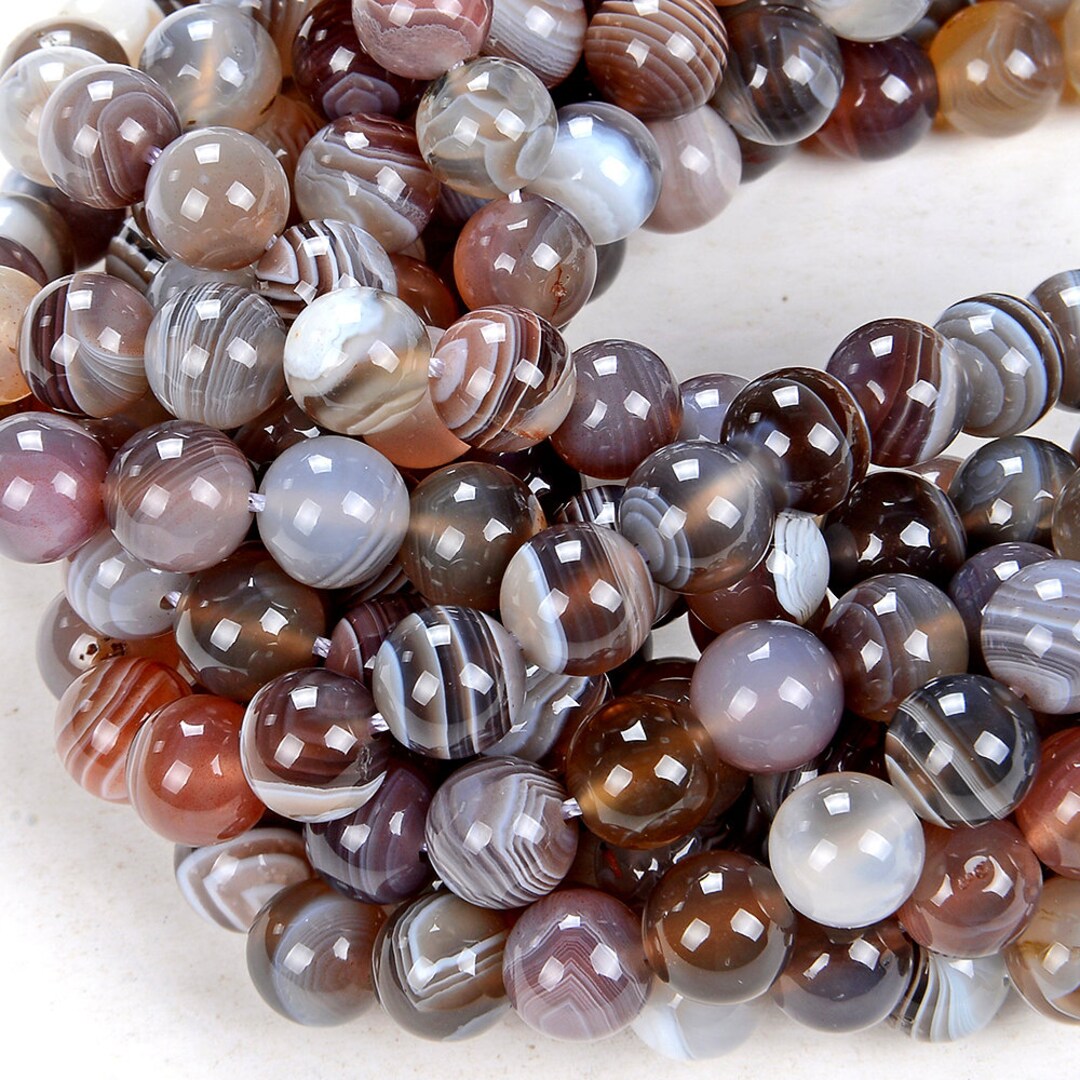 6mm Waterfall Botswanna Agate Gemstone, Swirly Banded Brown, Round 6mm ...