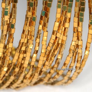 3x3mm Gold Hematite Gemstone Triangle Tube 3x3mm Loose Beads 16 Inch ...