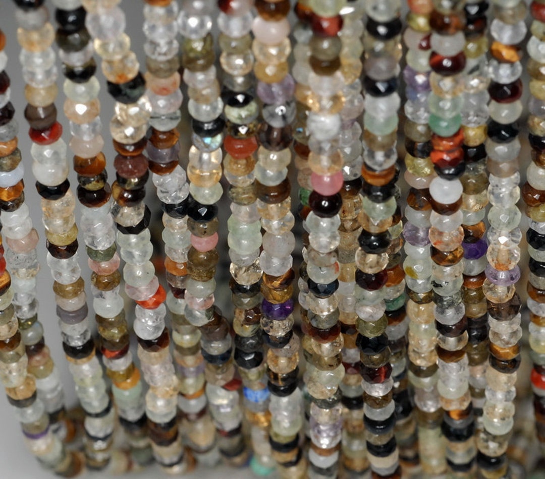4x3mm Gala Mix Quartz Gemstone Smooth Faceted Rondelle Loose Beads 15.5 ...