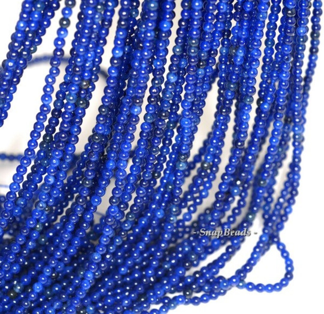 2mm Sapphire Blue Jade Gemstone Dark Blue Round 2mm Loose Beads 16 Inch ...