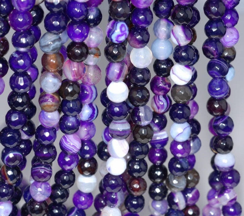 6mm Royal Purple Agate Gemstone Purple Swirl Faceted Round 6mm - Etsy
